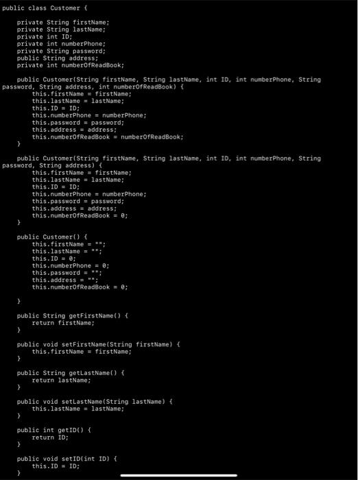 Solved Public Class Customer { Private String Firstname