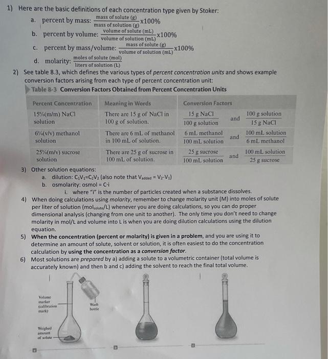 Solved Chemistry 2A Lab Handout Solution Calculations | Chegg.com