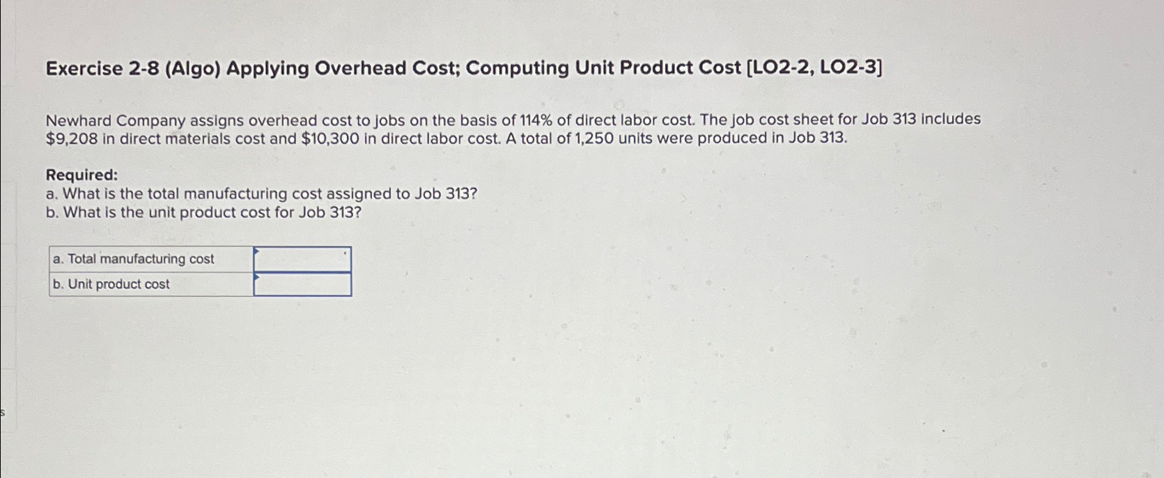 Solved Exercise 2-8 (Algo) ﻿Applying Overhead Cost; | Chegg.com