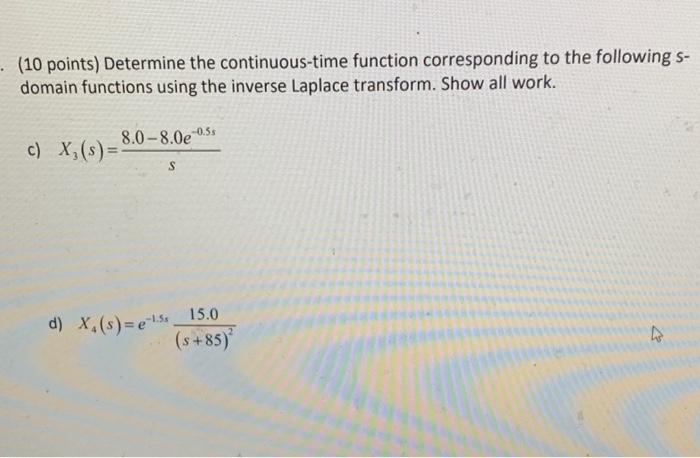 Solved (10 points) Determine the continuous-time function | Chegg.com