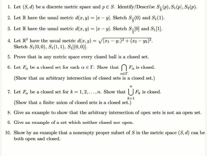 Solved 1. Let (S,d) be a discrete metric space and p∈S. | Chegg.com