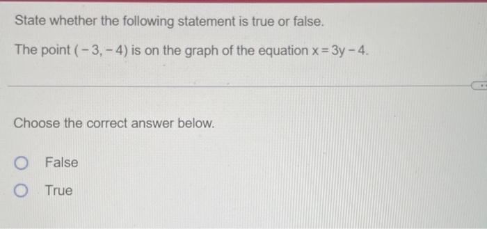 Solved State whether the following statement is true or | Chegg.com