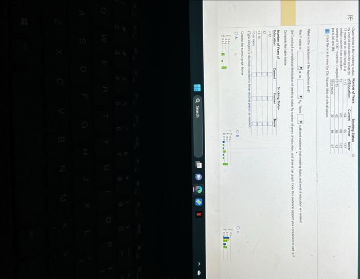 Solved (a) Test whether smoking status and level of | Chegg.com
