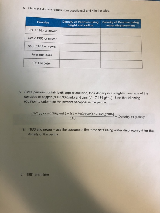 Measurements and Density EXPERIMENT: MEASUREMENTS AND | Chegg.com