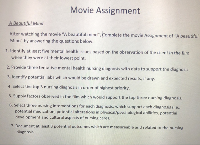 Solved Movie Assignment A Beautiful Mind After watching the | Chegg.com
