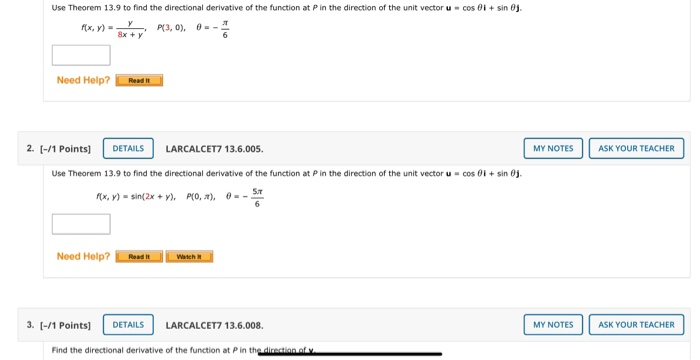 Solved Use Theorem 13.9 to find the directional derivative | Chegg.com