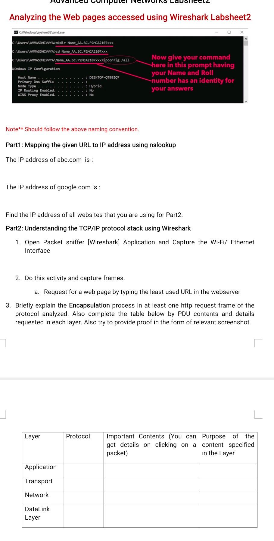 Solved Analyzing the Web pages accessed using Wireshark | Chegg.com
