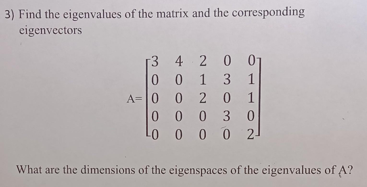 Solved Find the eigenvalues of the matrix and the | Chegg.com