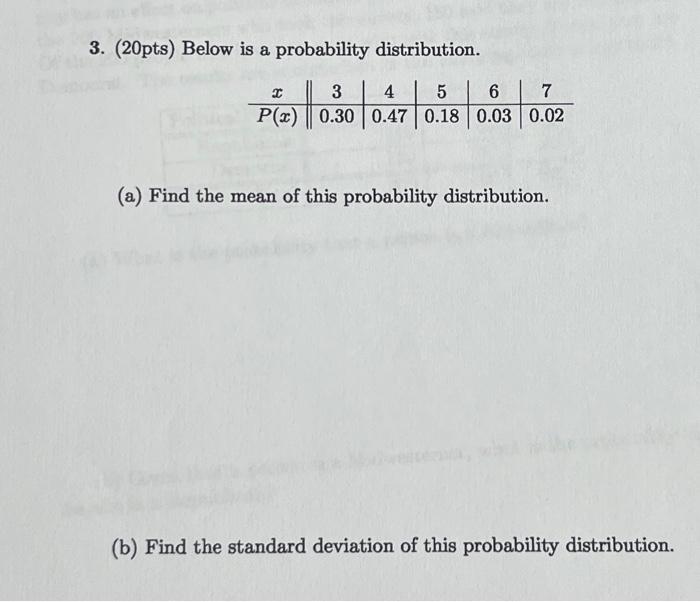 Solved 3. (20pts) Below is a probability distribution. (a) | Chegg.com