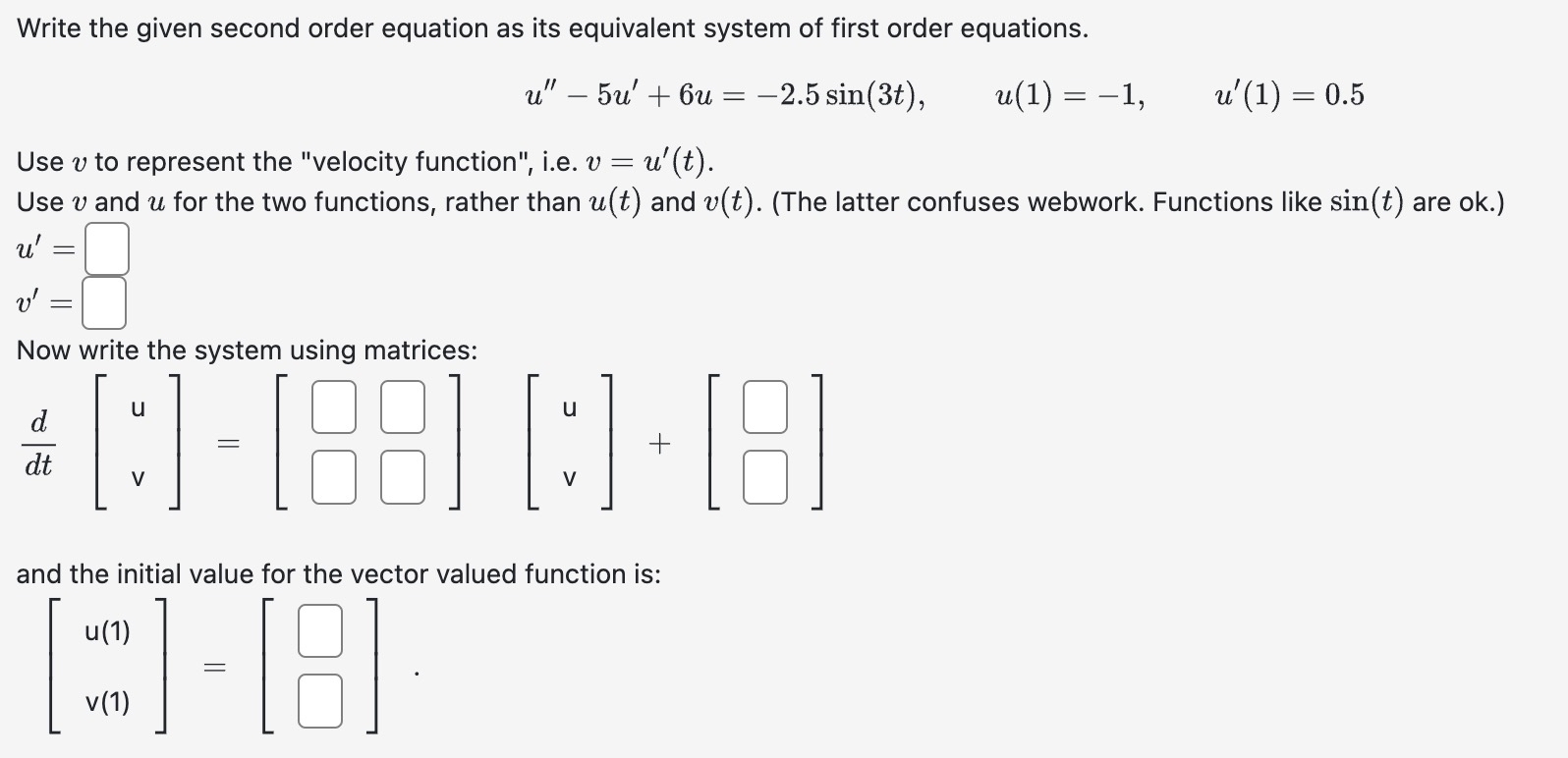 Solved Write the given second order equation as its | Chegg.com