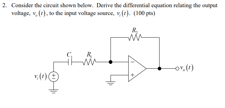 Solved Consider the circuit shown below. Derive the | Chegg.com