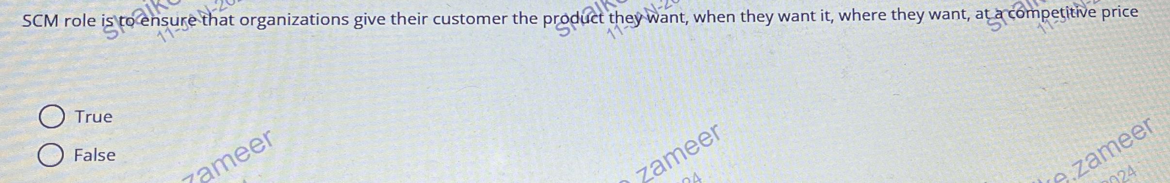 Solved SCM role istorensure that organizations give their | Chegg.com