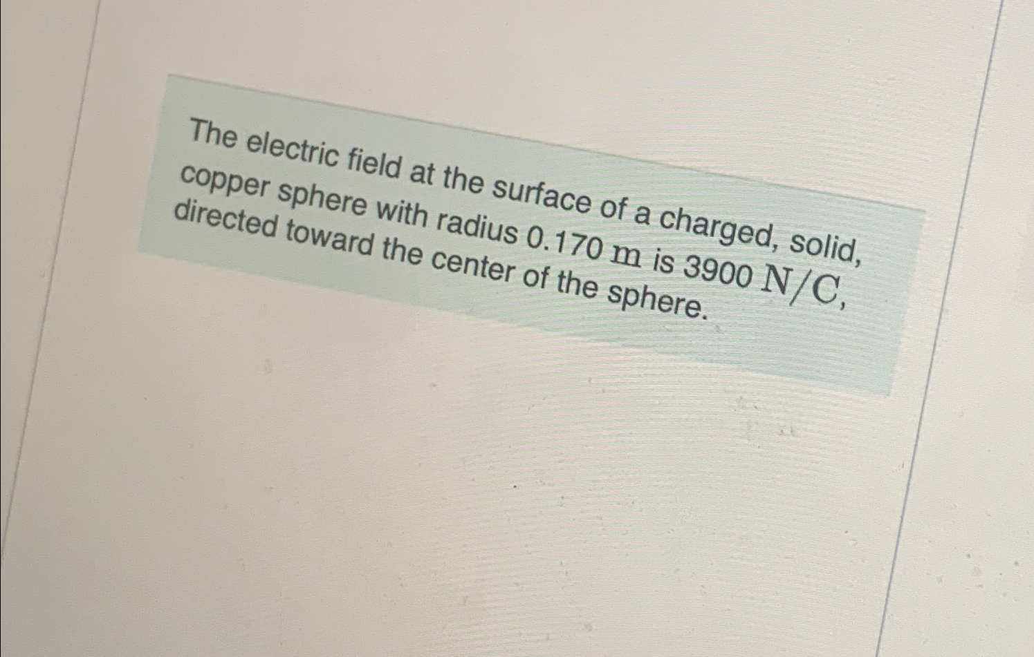 Solved The electric field at the surface of a charged, | Chegg.com