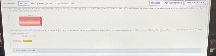 Solved Blood flowing through an artery flows faster in the | Chegg.com