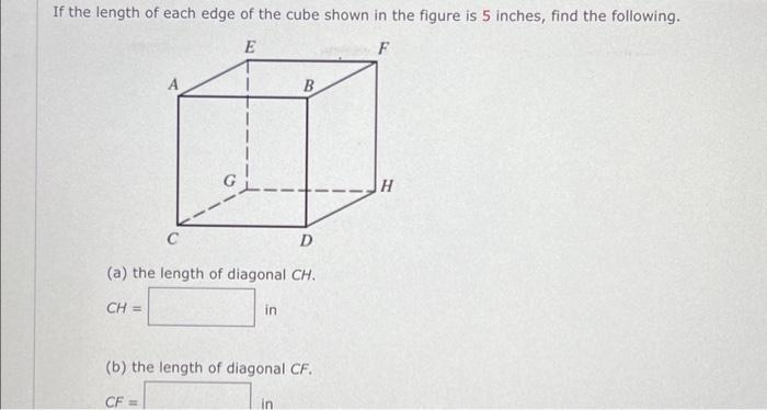 Solved If the length of each edge of the cube shown in the | Chegg.com
