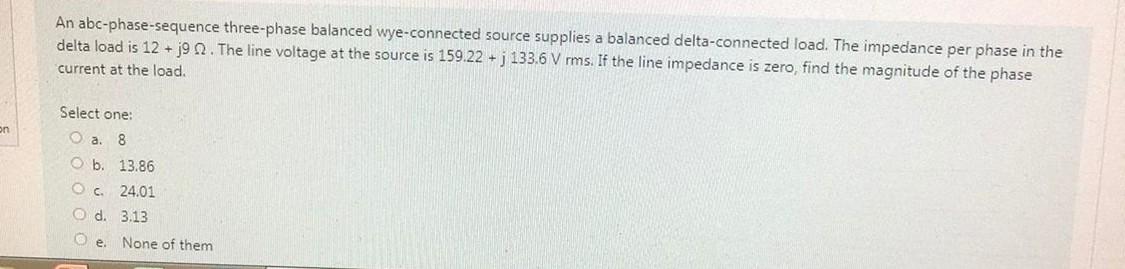 Solved An abc-phase-sequence three-phase balanced | Chegg.com