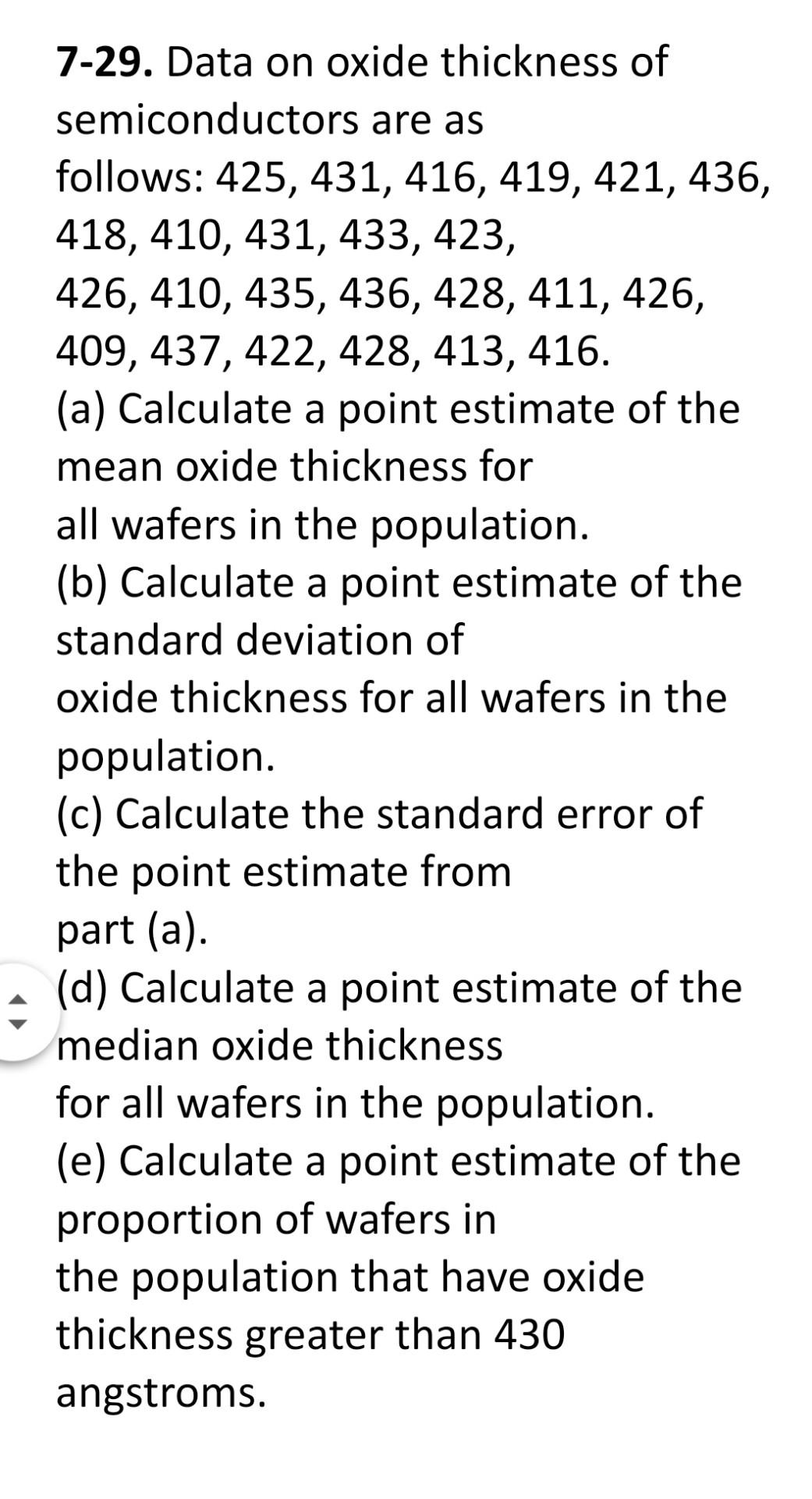 Solved 7-29. Data on oxide thickness of semiconductors are | Chegg.com