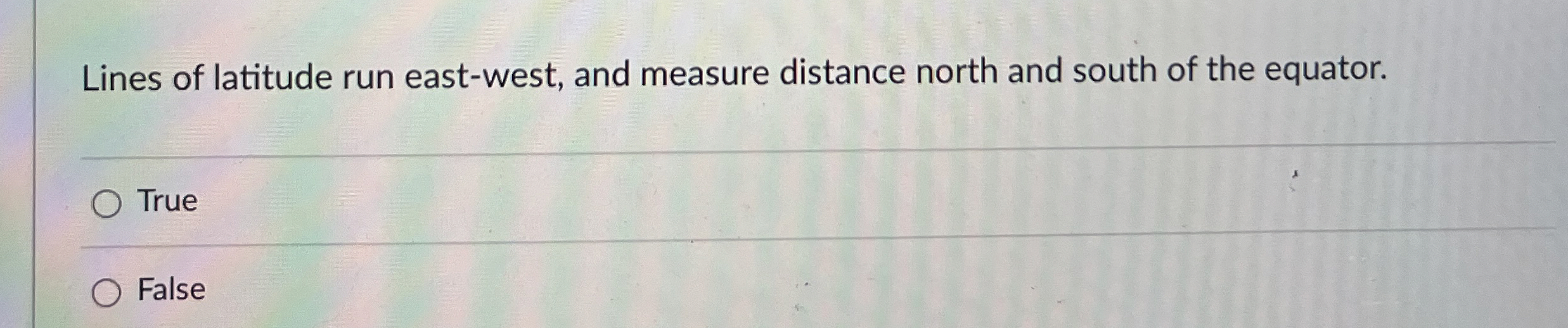 Solved Lines of latitude run east-west, and measure distance | Chegg.com