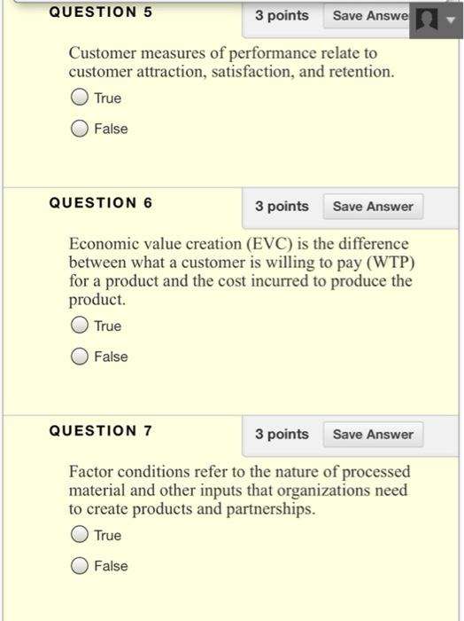 Solved QUESTION 5 3 points Save Answe Customer measures of | Chegg.com