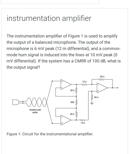 Solved instrumentation amplifier The instrumentation | Chegg.com Solved instrumentation amplifier The instrumentation | Chegg.com