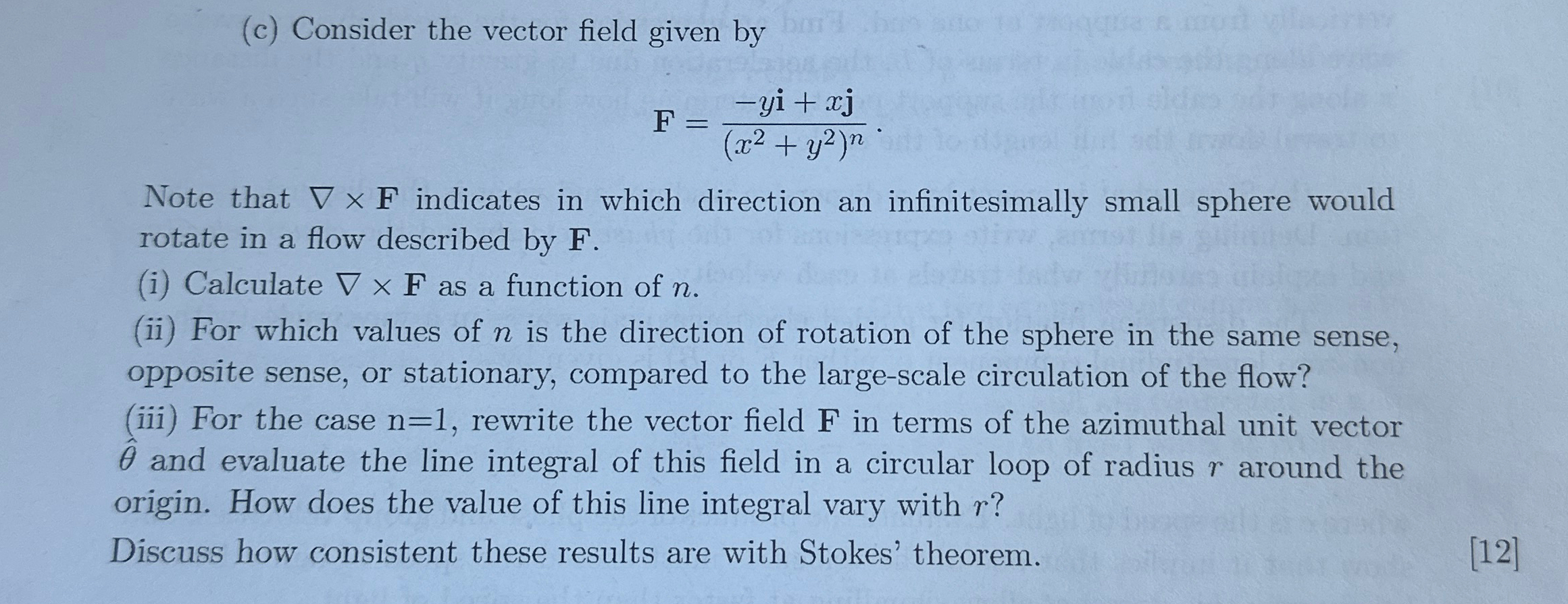 Solved (c) ﻿Consider the vector field given | Chegg.com