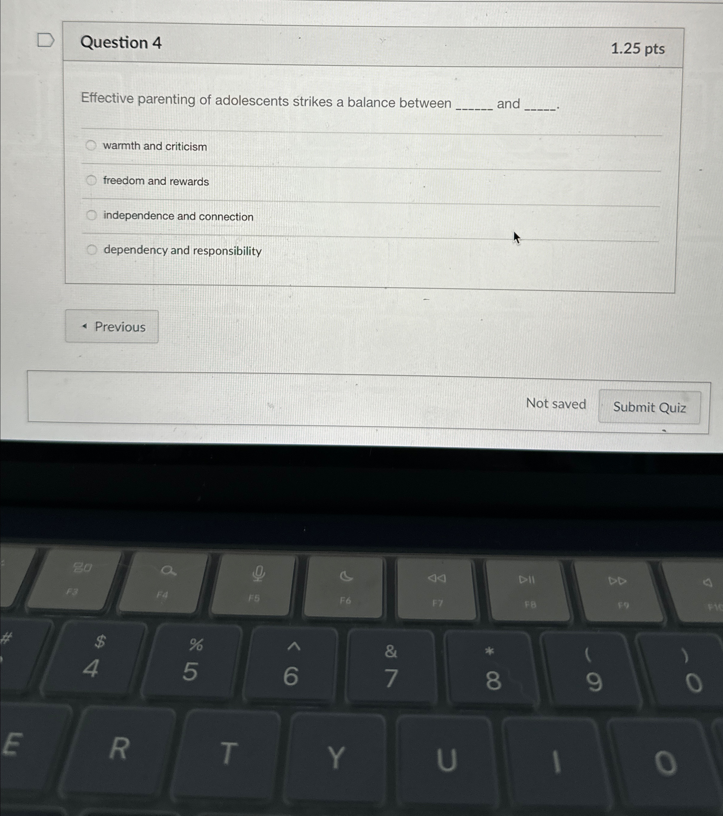Solved Question 41.25 ﻿ptsEffective parenting of adolescents | Chegg.com