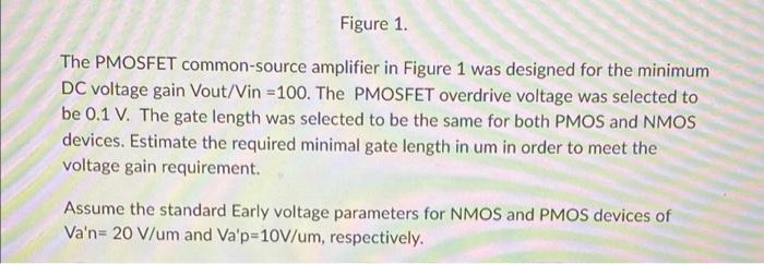 Solved The PMOSFET common-source amplifier in Figure 1 was | Chegg.com