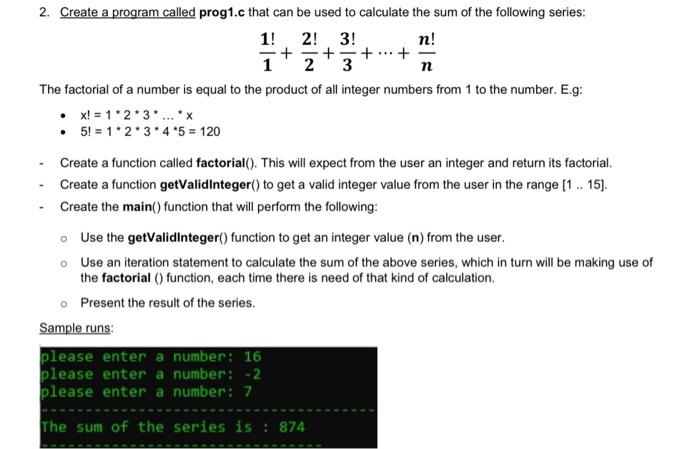 Solved 2. Create a program called prog1.c that can be used | Chegg.com