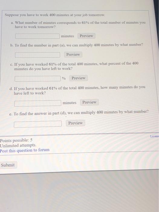 Solved Suppose you have to work 400 minutes at your job | Chegg.com
