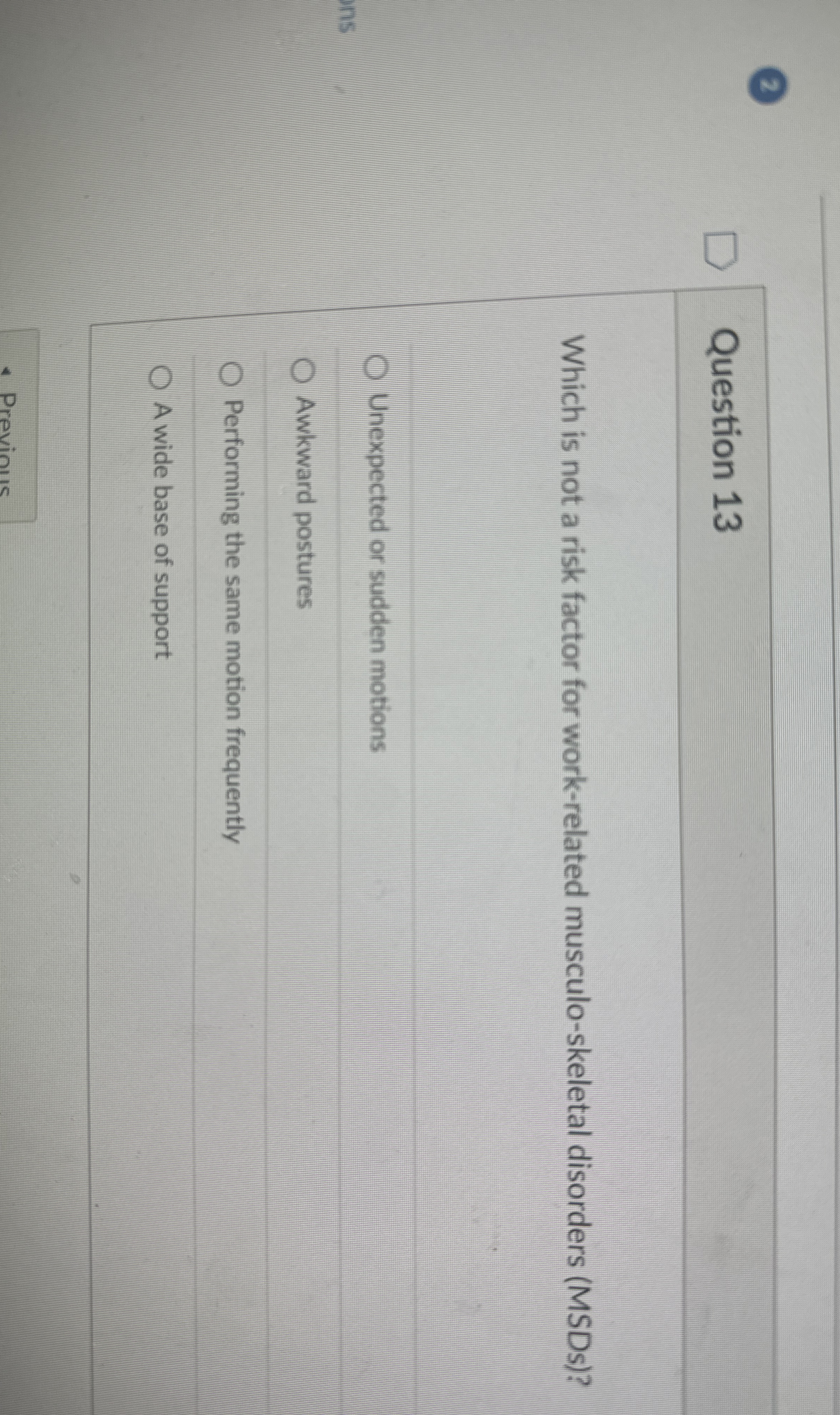 Solved 2Question 13Which is not a risk factor for | Chegg.com