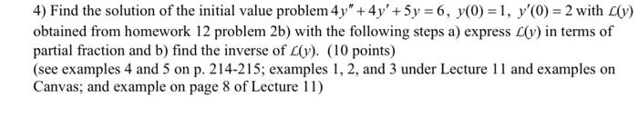 4) Find the solution of the initial value problem | Chegg.com