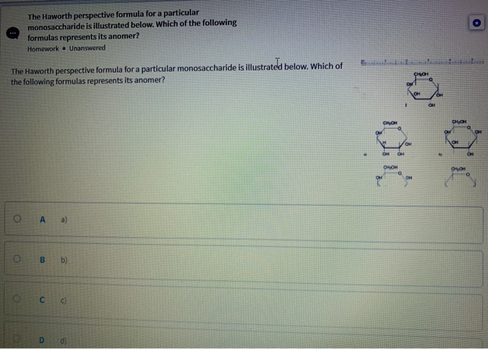 Solved the Haworth perspective formula for the particular | Chegg.com