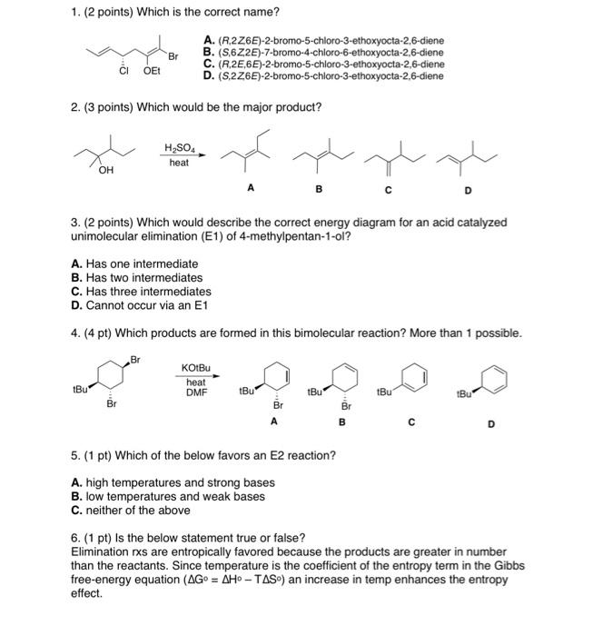 Solved 1. (2 points) Which is the correct name? OH CI 2. (3 | Chegg.com