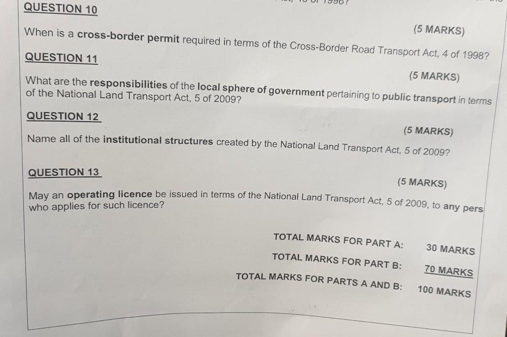 Solved QUESTION 10 When is a cross-border permit required in | Chegg.com