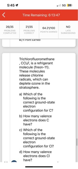 Solved Trichlorofluoromethane , CCl3 F, is a refrigerant | Chegg.com