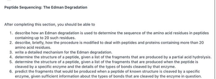 Solved Peptide Sequencing: The Edman Degradation After | Chegg.com