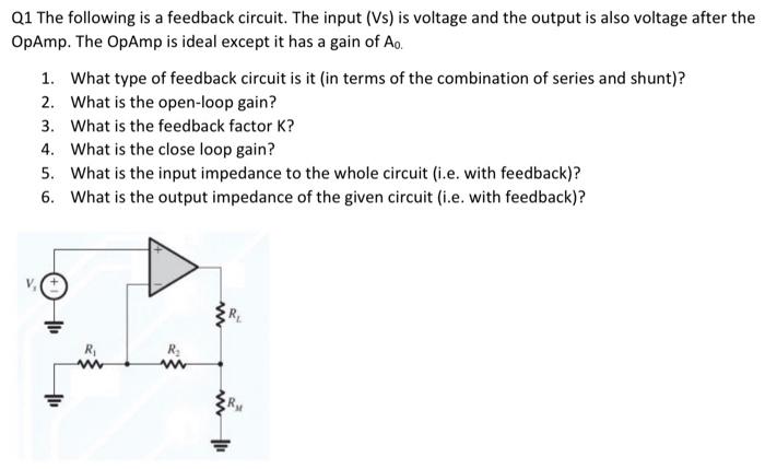Solved Q1 The following is a feedback circuit. The input | Chegg.com