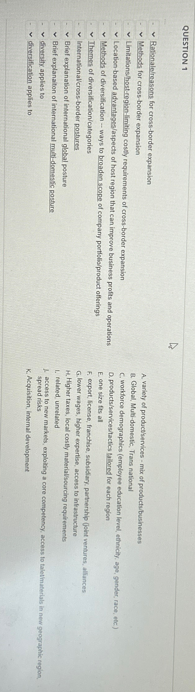 Solved QUESTION 1Rationale/reasons for cross-border | Chegg.com