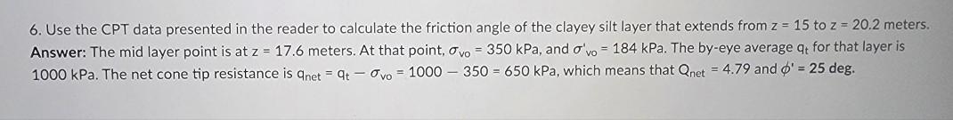 Solved 6. Use the CPT data presented in the reader to | Chegg.com