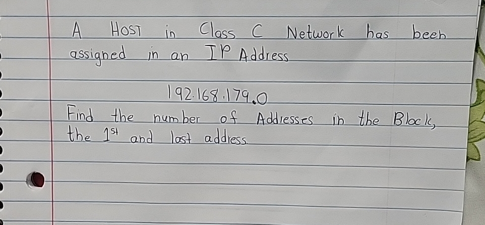 Solved A Host in Class C Network has been assigned in an IP | Chegg.com