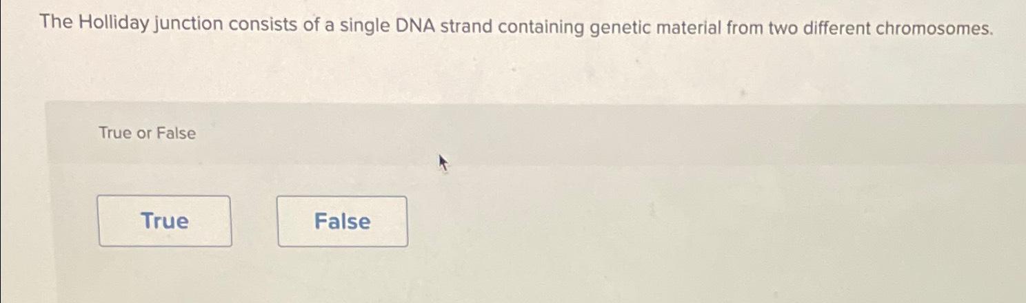 Solved The Holliday junction consists of a single DNA strand | Chegg.com