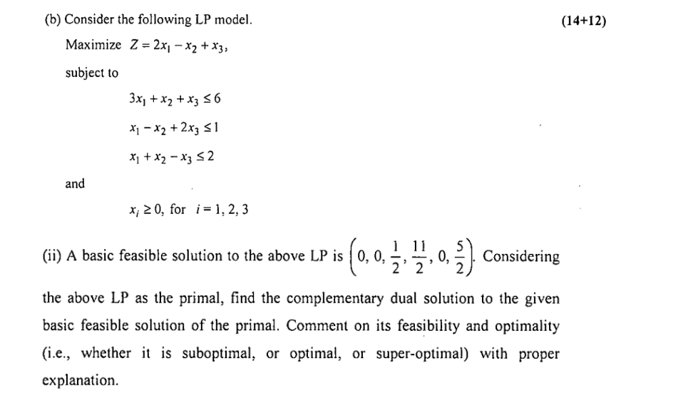 Solved (b) ﻿Consider the following LP model. ﻿Maximize | Chegg.com