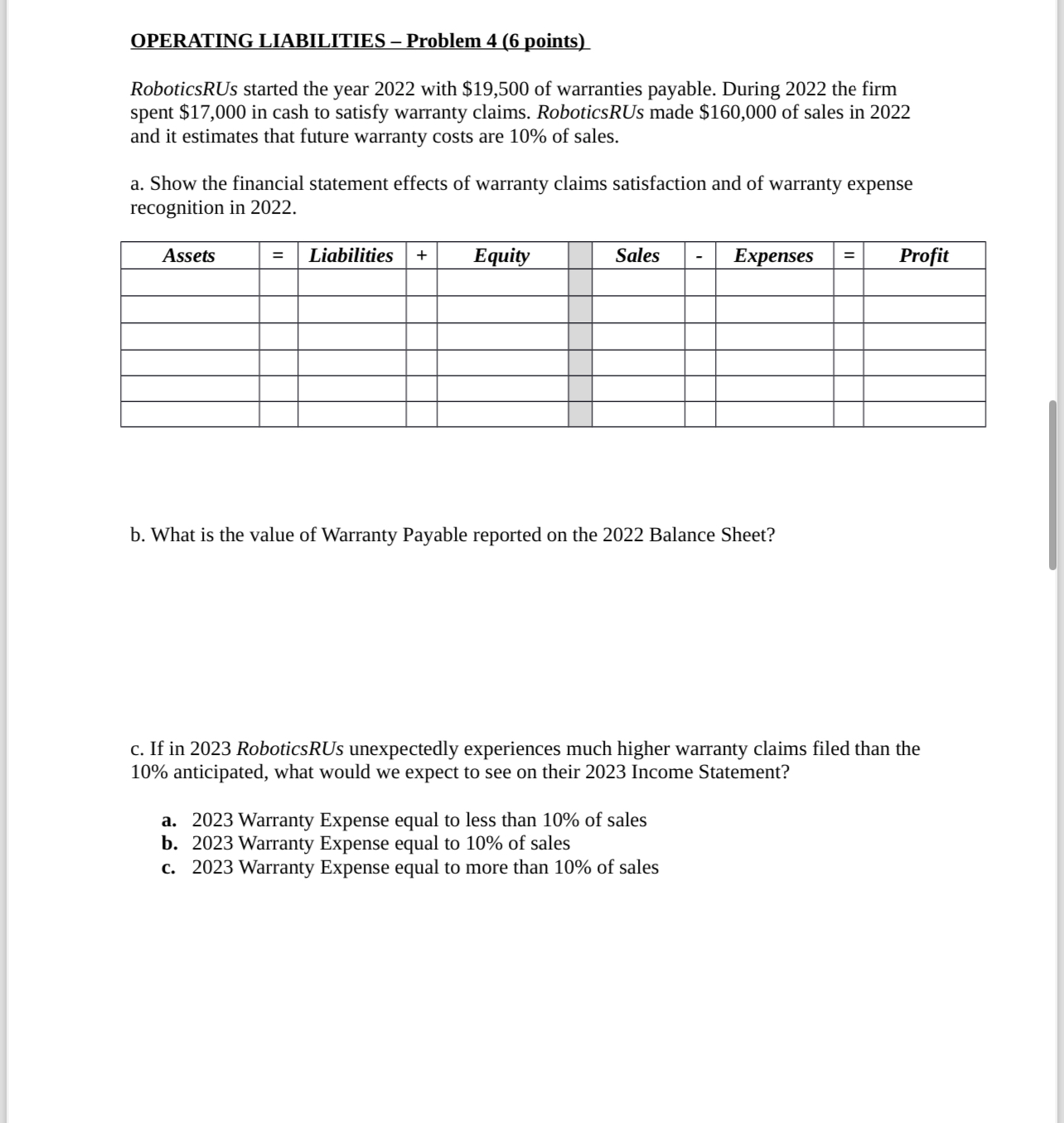 Solved OPERATING LIABILITIES - ﻿Problem 4 (6 | Chegg.com