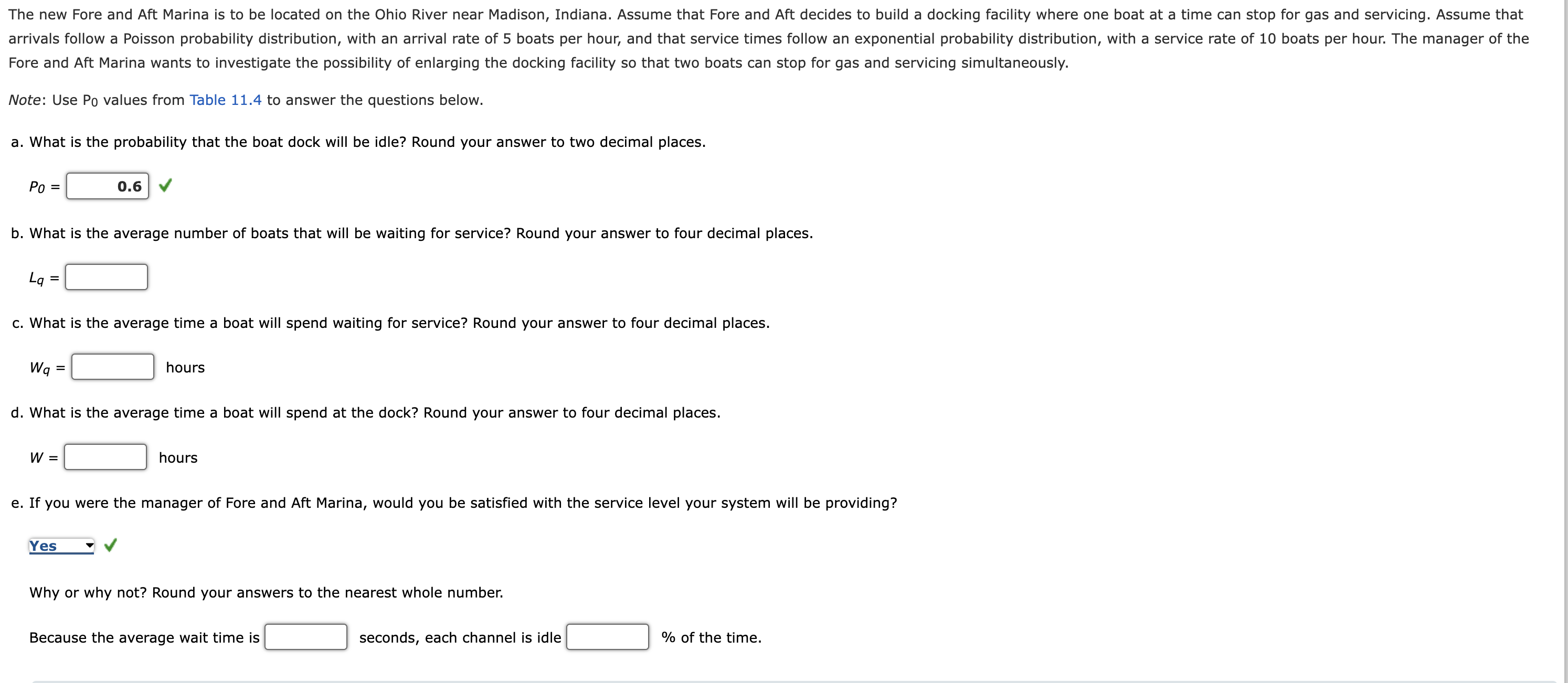 Solved TABLE 11.4 ﻿VALUES OF P0 ﻿FOR MULTIPLE-SERVER WAITING | Chegg.com
