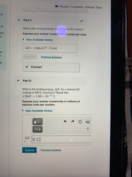 Solved Review Constants 1 Periodic Table Part A Sing energy | Chegg.com