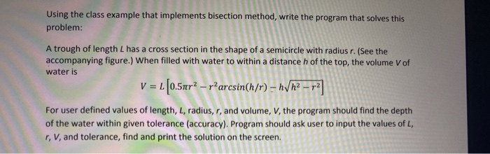 Solved Using the class example that implements bisection | Chegg.com
