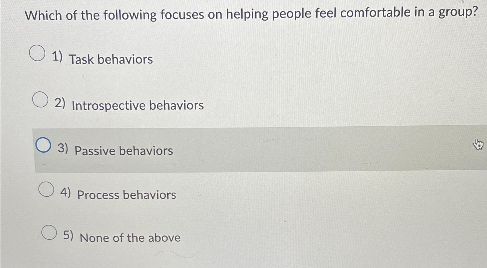 Solved Which of the following focuses on helping people feel | Chegg.com