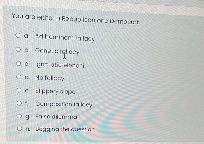 You are either a Republican or a Democrat. O a. Ad | Chegg.com