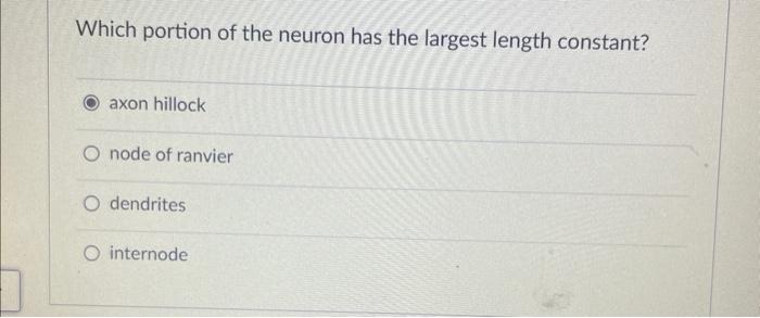 Solved Which portion of the neuron has the largest length | Chegg.com