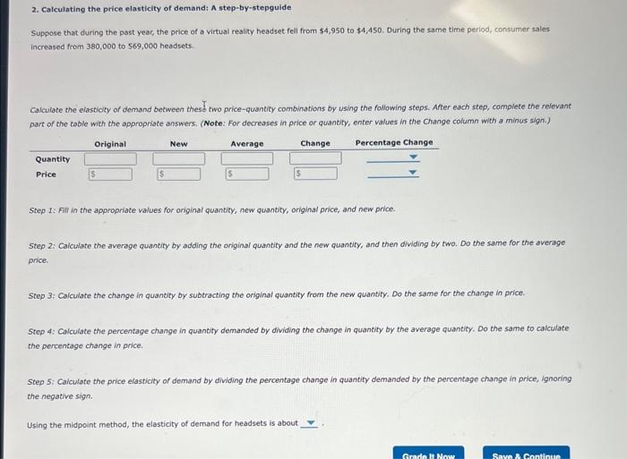 Solved 2. Calculating the price elasticity of demand: A | Chegg.com